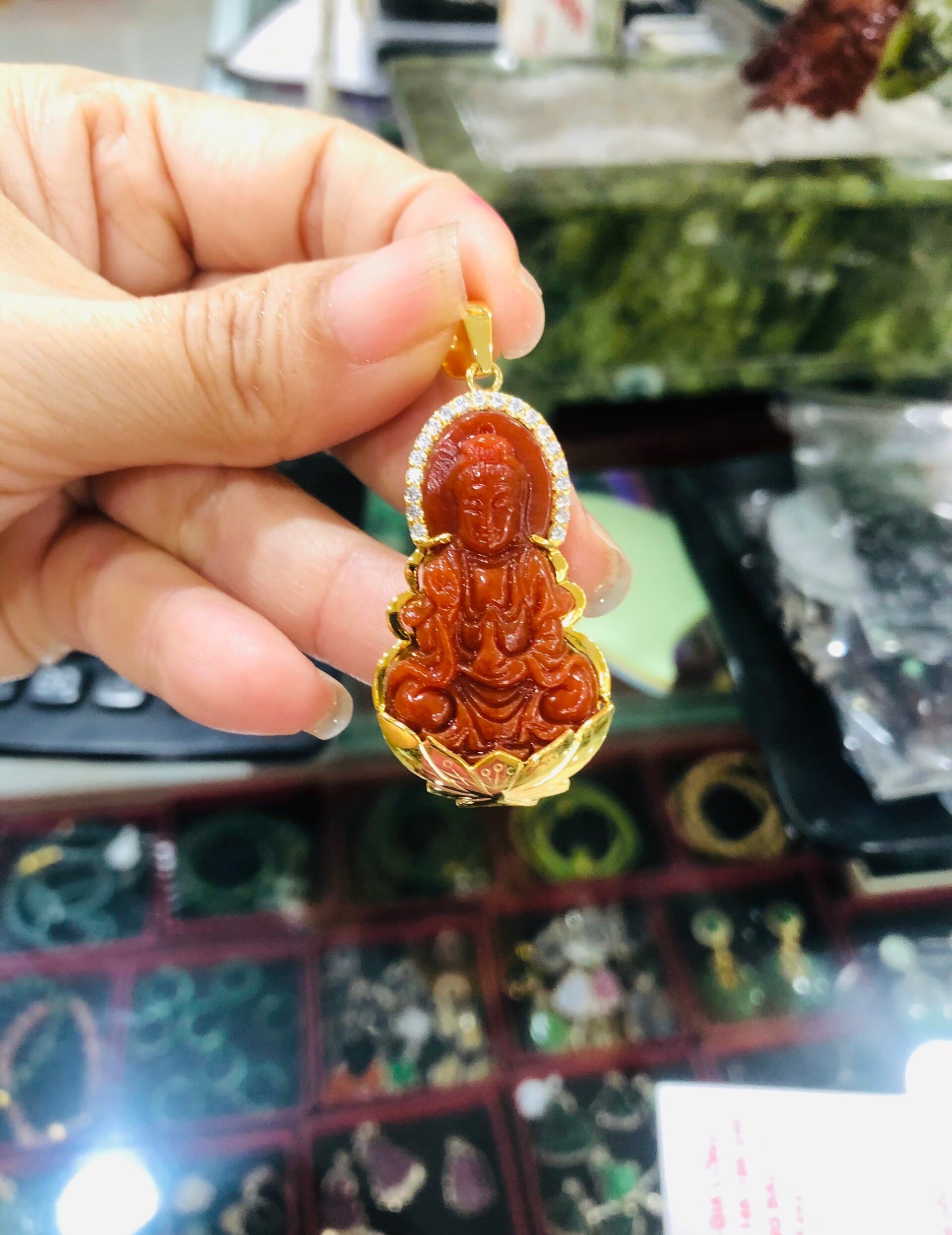 AAA Pink Jade Buddha Pendant Necklace Crystal Gemstone Charm Necklace ...