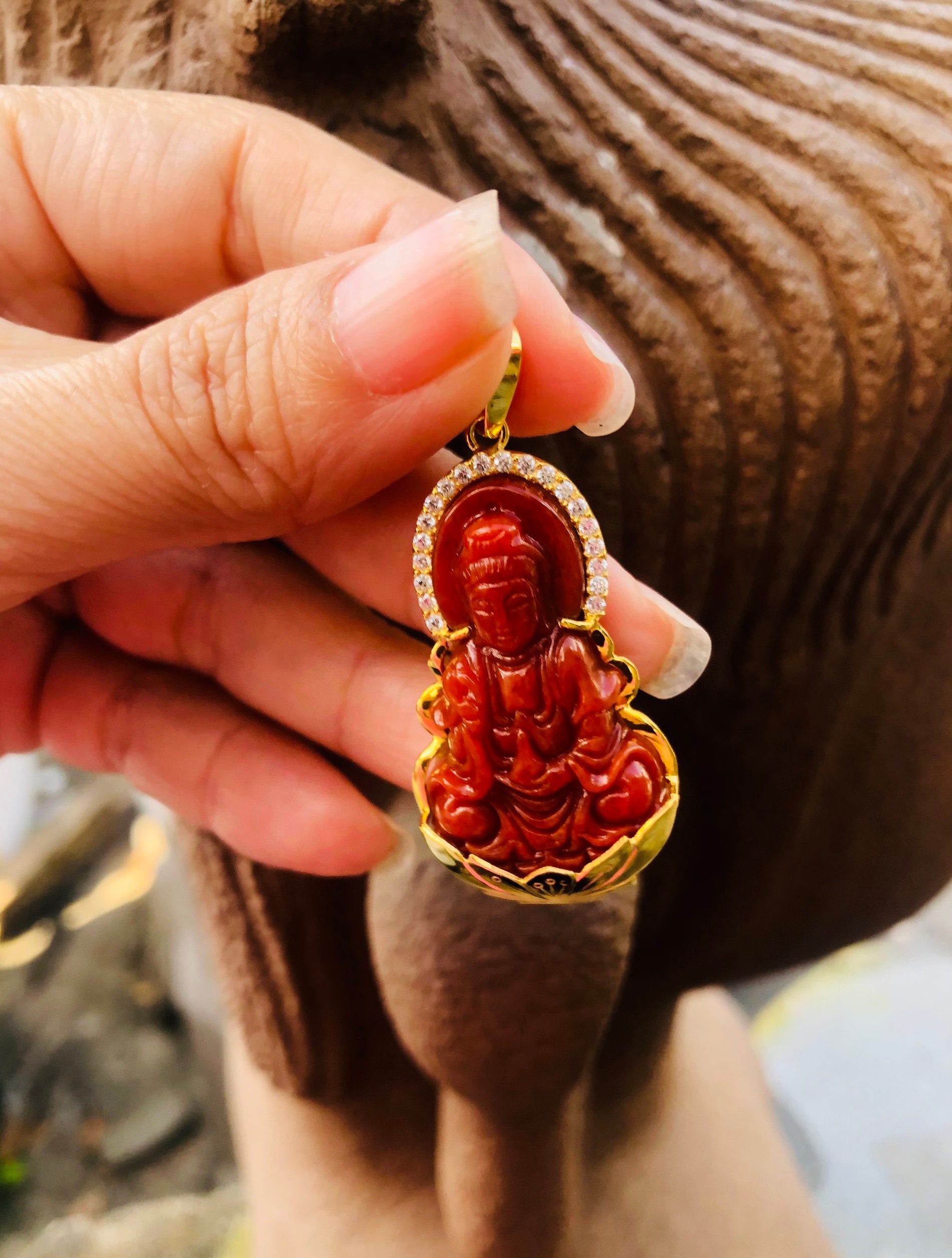 AAA Pink Jade Buddha Pendant Necklace Crystal Gemstone Charm Necklace ...