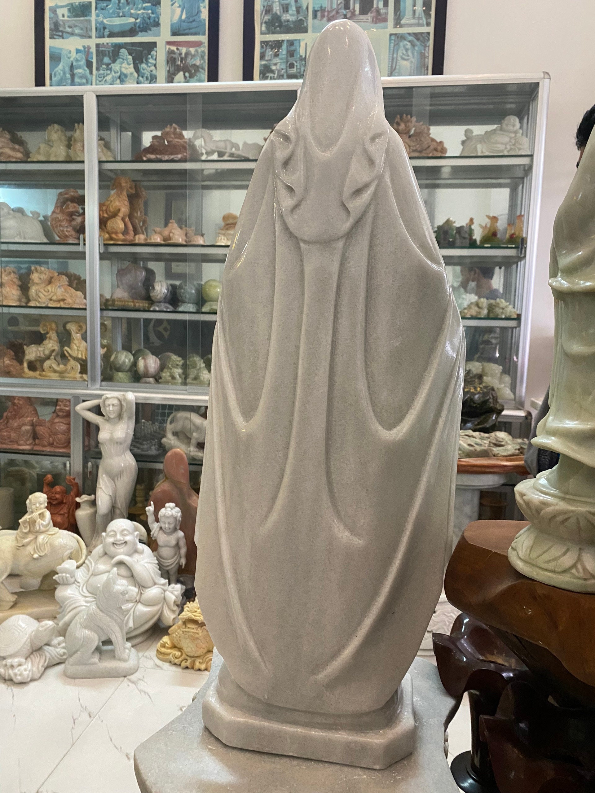 Virgin Mary Stone Statue Religious Statues 70cm-27.5in Handmade ...