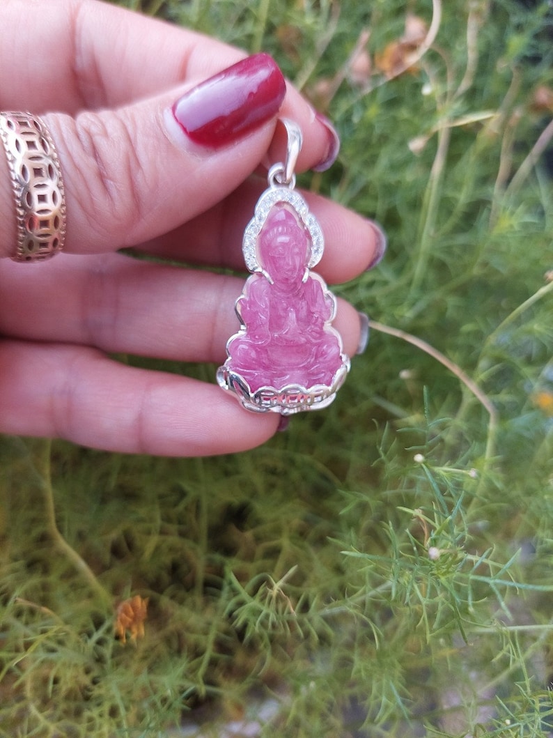 Kwan Yin Buddha Necklace Real Jade Pendant Stone Charm Necklace Men ...