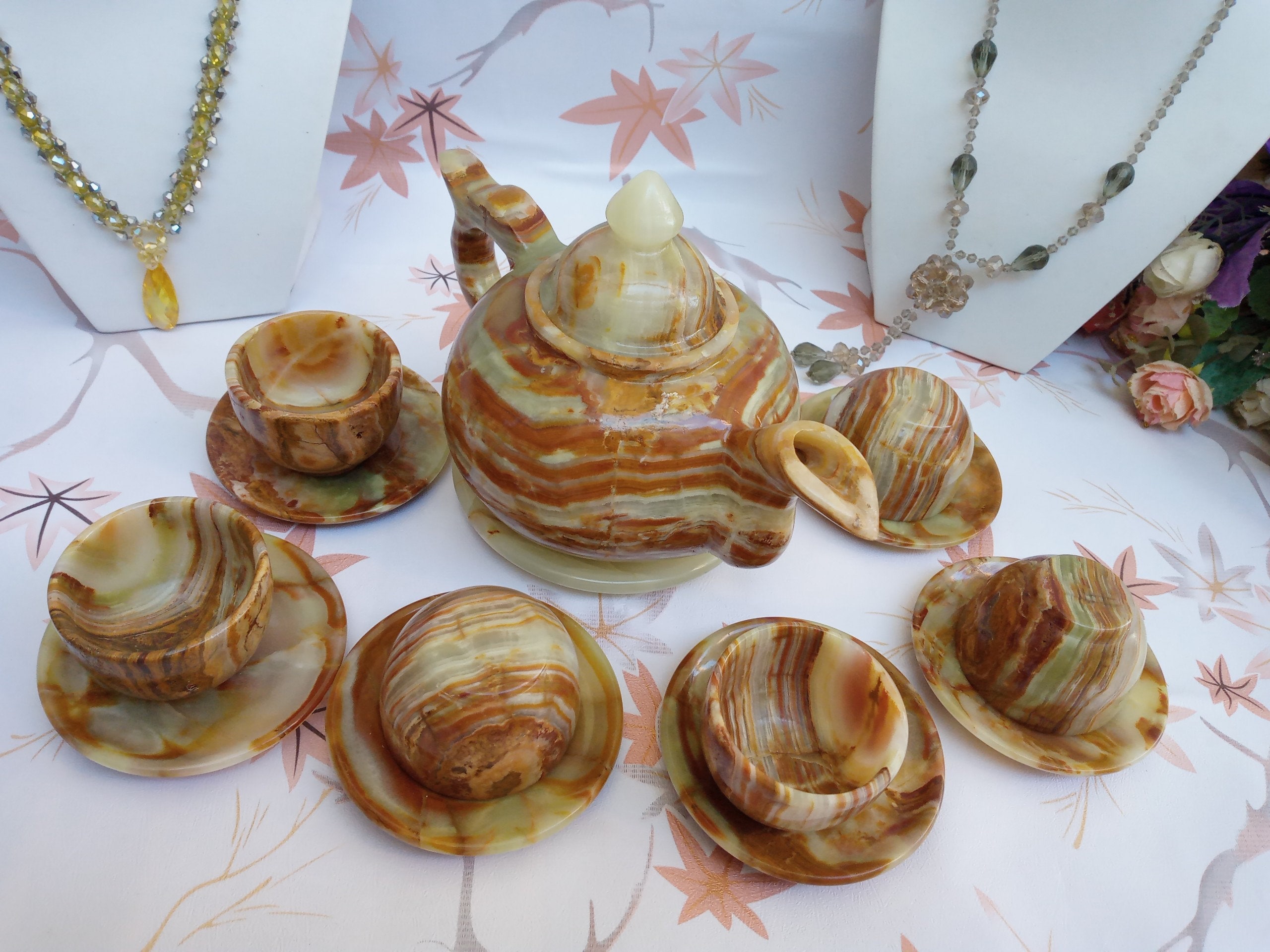 Large Teapot Set Onyx Handmade Teapot and Cups Set Wedding - Etsy