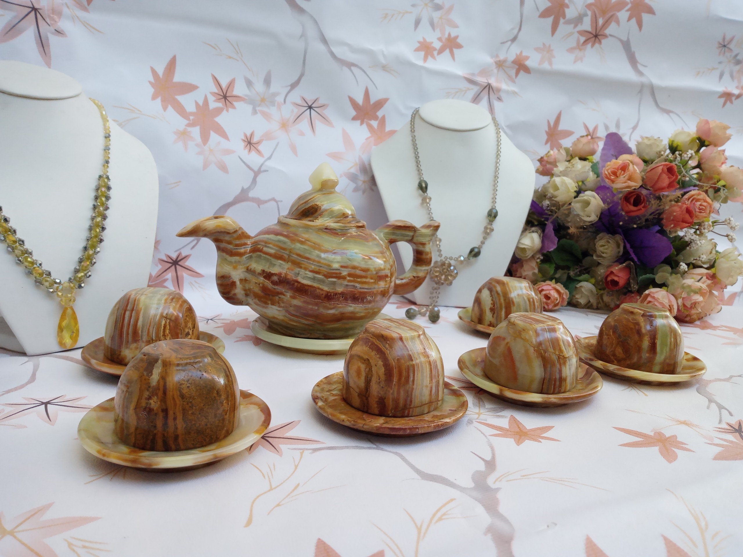 Large Teapot Set Onyx Handmade Teapot and Cups Set Wedding - Etsy