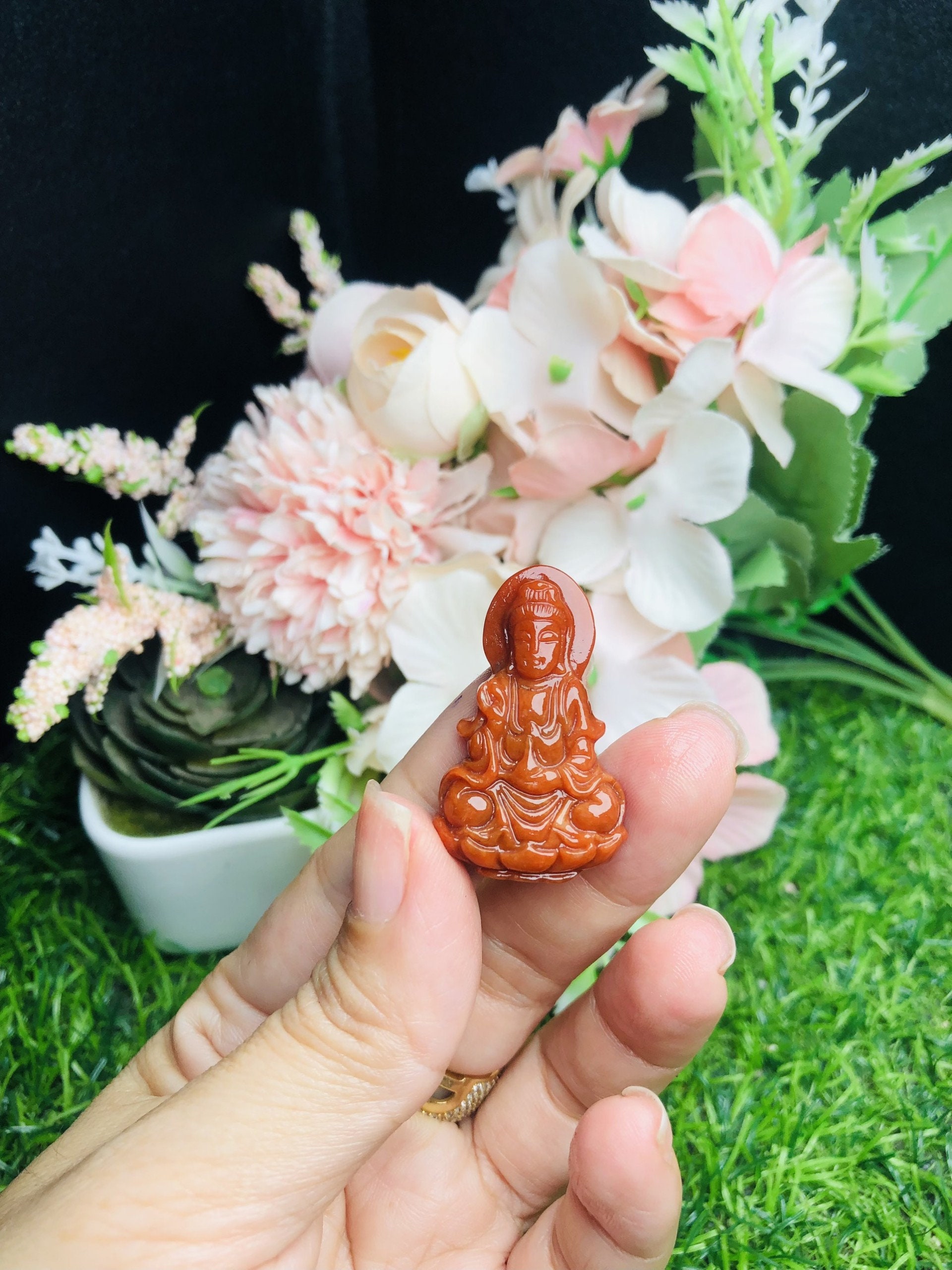 AAA Pink Jade Buddha Pendant Necklace Crystal Gemstone Charm - Etsy
