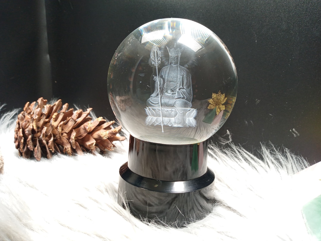 Crystal Ball Stand Sphere Ball Buddha Statue Meditative Buddha ...