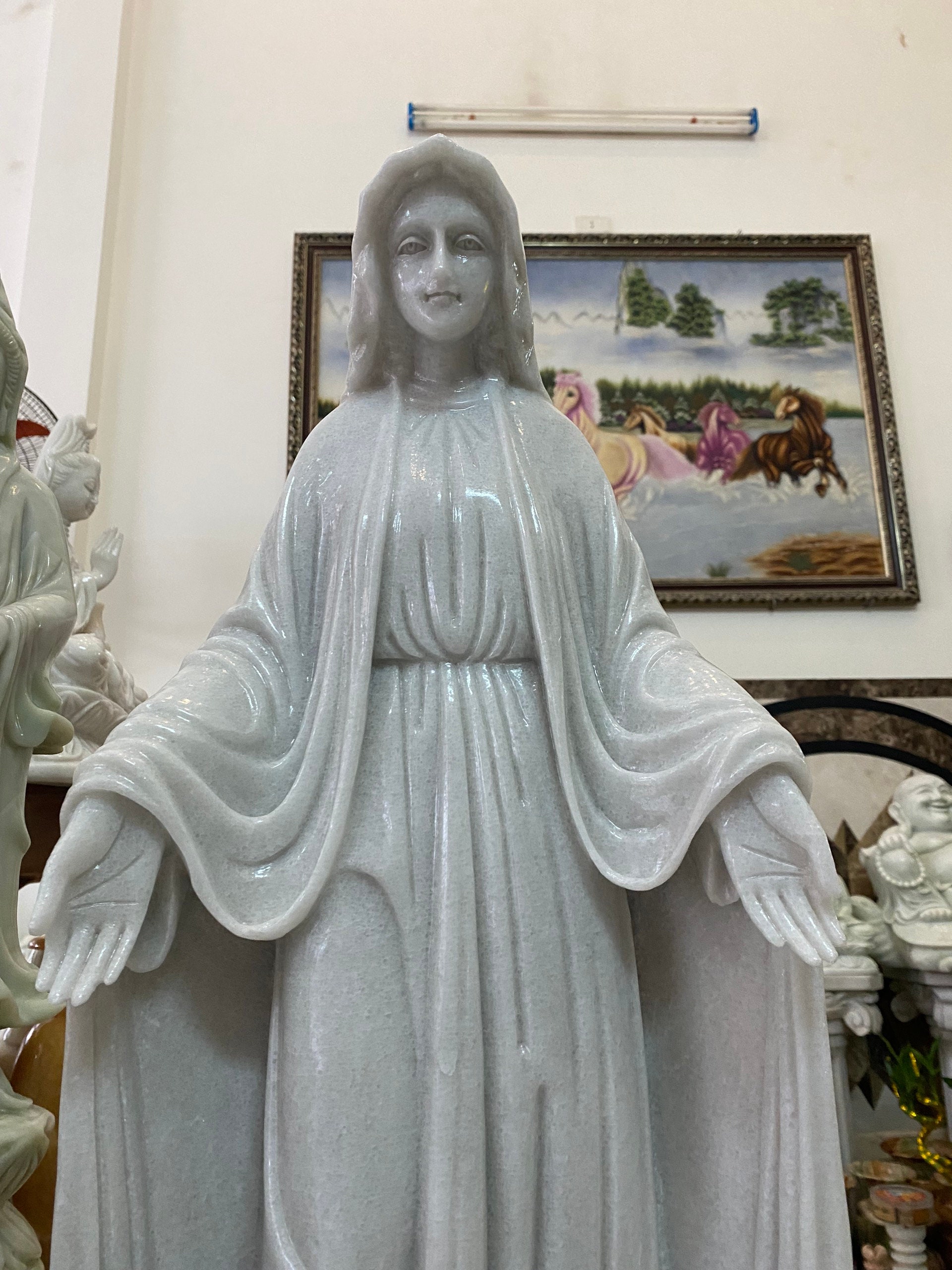 Virgin Mary Stone Statue Religious Statues 70cm-27.5in Handmade ...