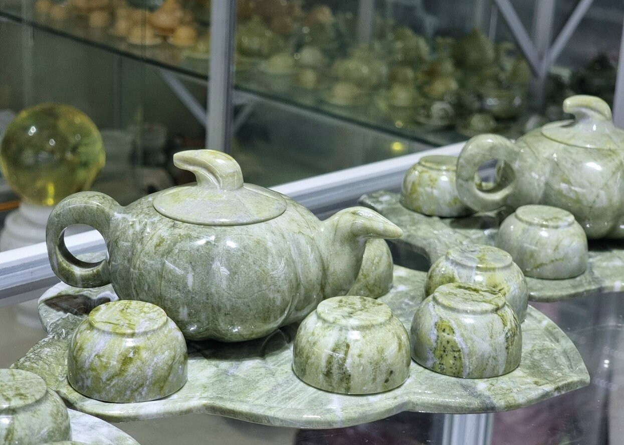 Vintage Onyx Teapot Set Handmade Tea Pot Cup Natural Green Onyx Tea Pot ...