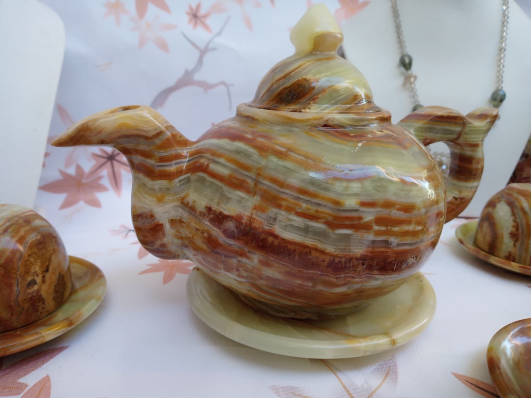 Large Teapot Set Onyx Handmade Teapot and Cups Set Wedding Gift - Etsy