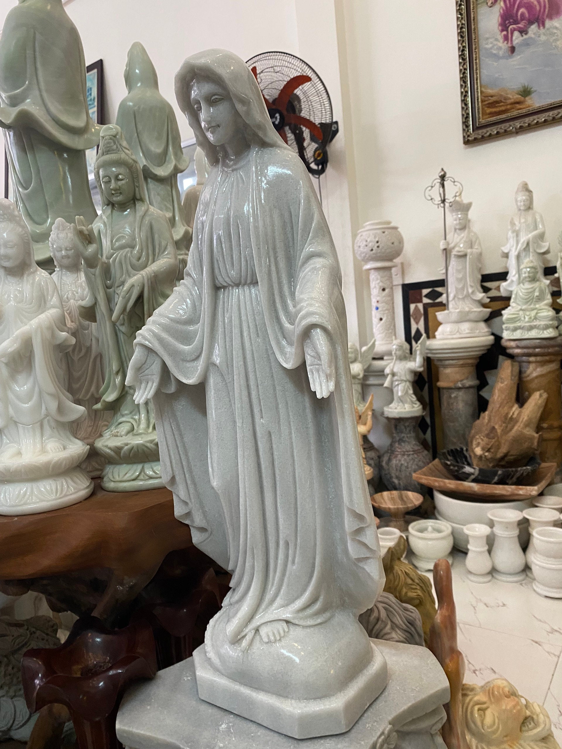 Virgin Mary Stone Statue Religious Statues 70cm-27.5in Handmade ...
