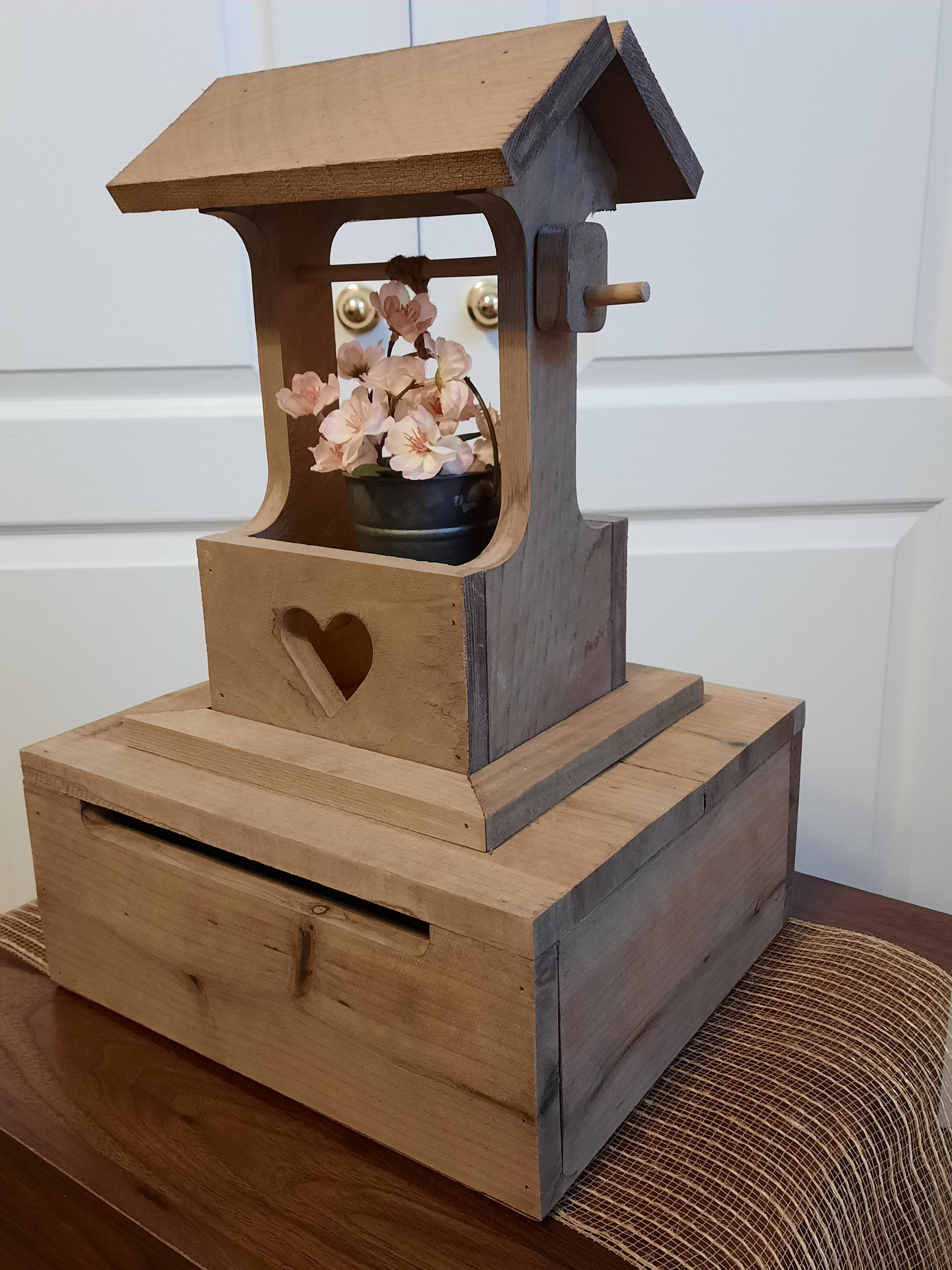 Distressed Cedar Wishing Well Wedding Card Box, Wedding Shower Box ...