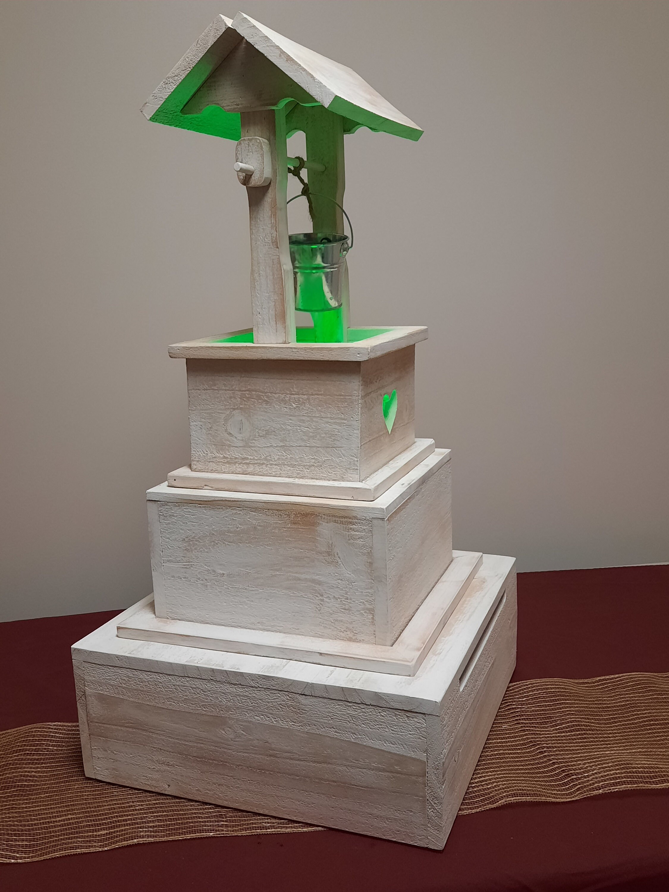 Distressed White Cedar Wishing Well Card Box, Wedding Card Box, With A ...