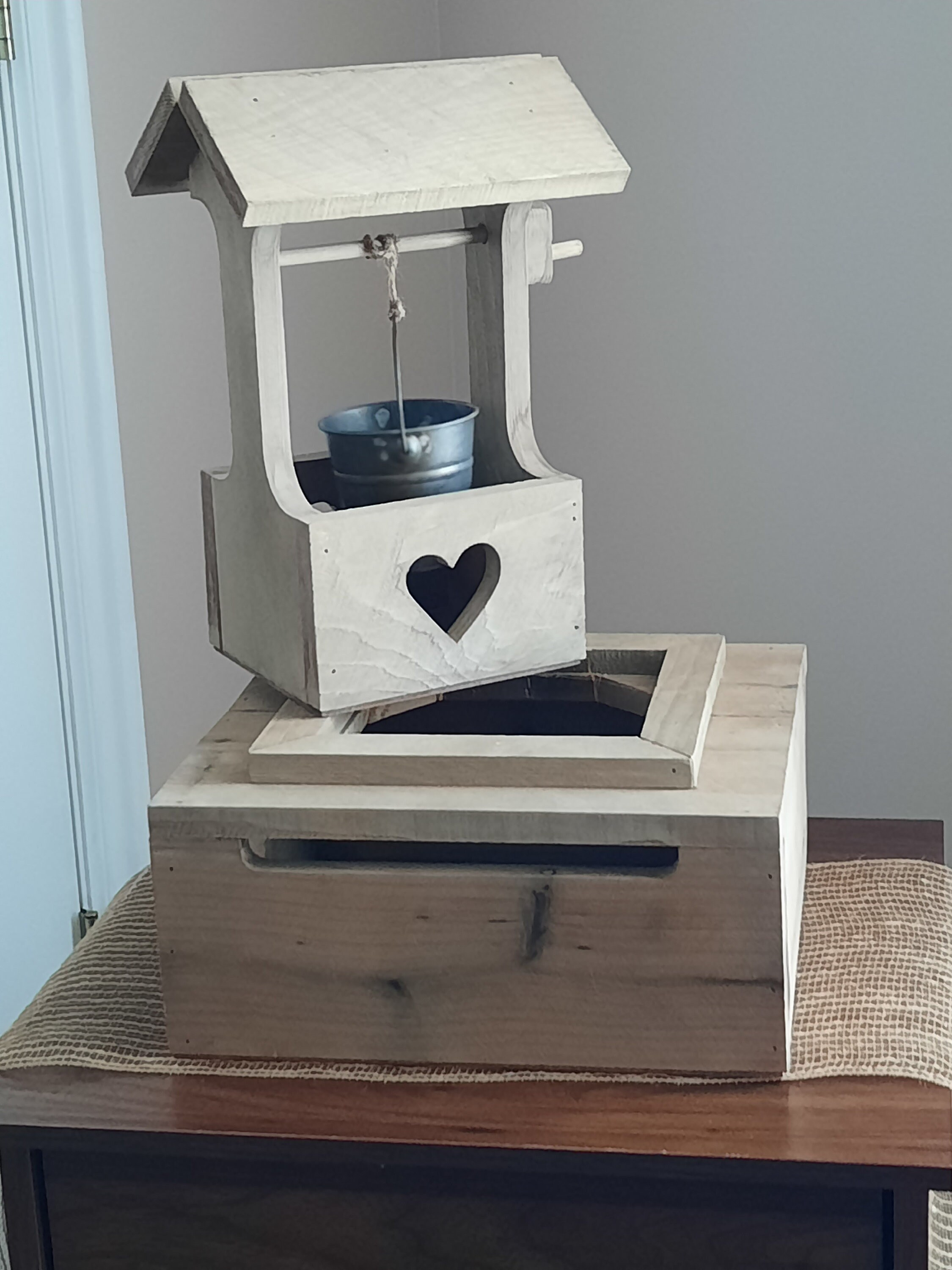 Distressed Cedar Wishing Well Wedding Card Box, Wedding Shower Box ...