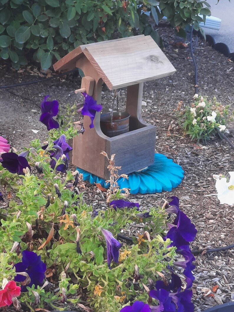Aged Cedar Wishing Well With Old Pail - Etsy