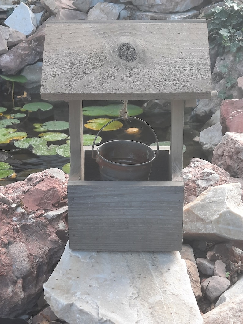 Aged Cedar Wishing Well With Old Pail - Etsy