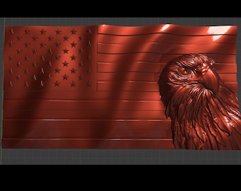 3D CNC Cut File American Flag and Flying Eagle CRV File for CNC Routers ...