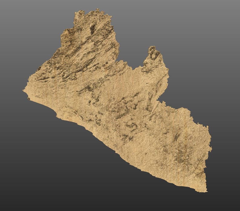 Liberia Topographic Terrain 3D STL Map Model for CNC Milling - Etsy