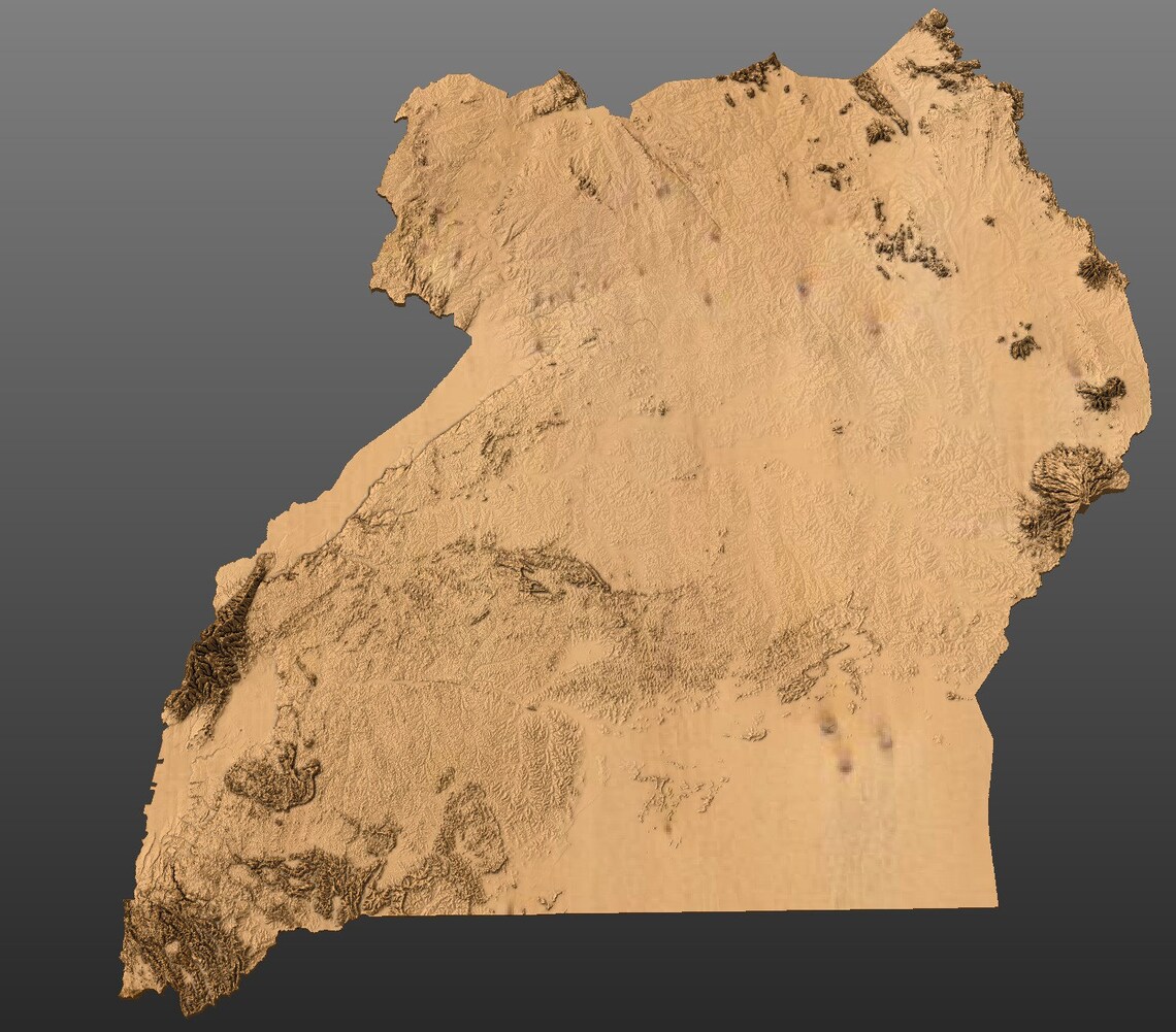 Uganda Topographic Terrain 3D Model STL Map Model for CNC - Etsy
