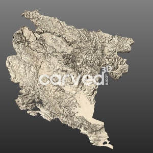 Montenegro Topographic Terrain 3D Map Model for CNC Milling and ...