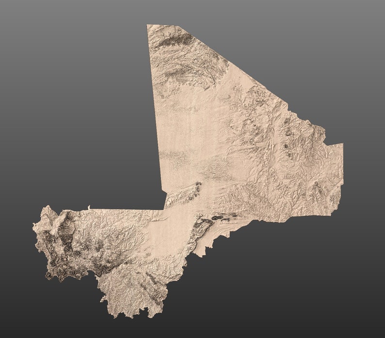 Mali Topographic Terrain 3D STL Map Model for CNC Milling and - Etsy