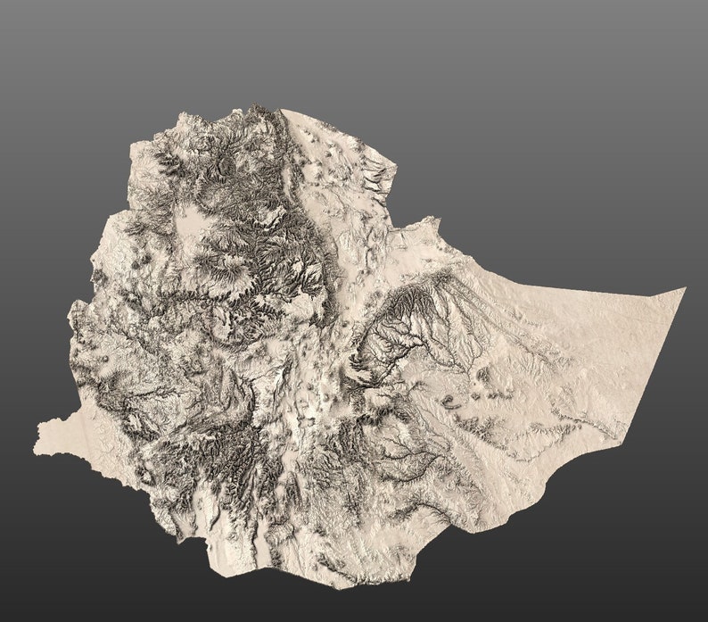 Ethiopia Topographic Terrain 3D STL Map Model for CNC Milling - Etsy