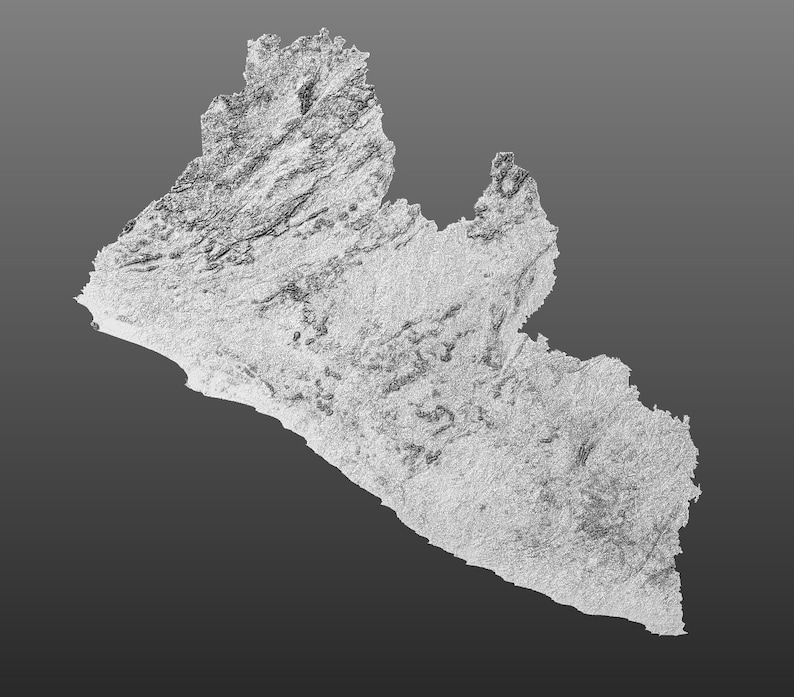 Liberia Topographic Terrain 3D STL Map Model for CNC Milling - Etsy