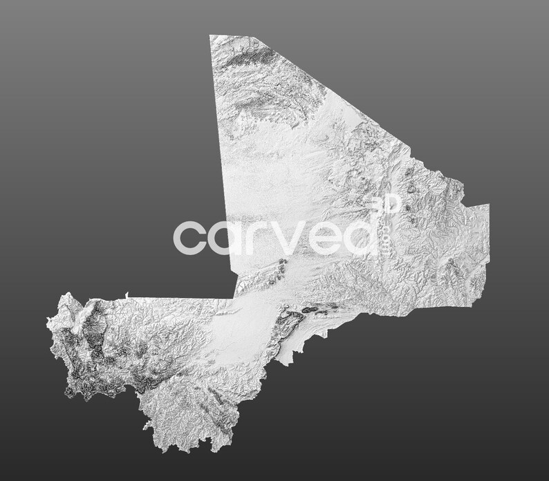 Mali Topographic Terrain 3D STL Map Model for CNC Milling and Printing ...