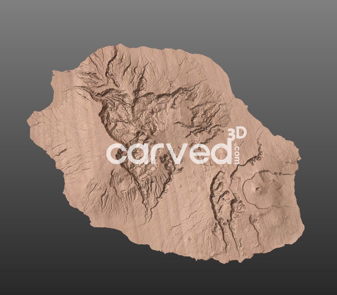 Reunion Topographic Terrain 3D Model STL Map Model for CNC Milling and ...