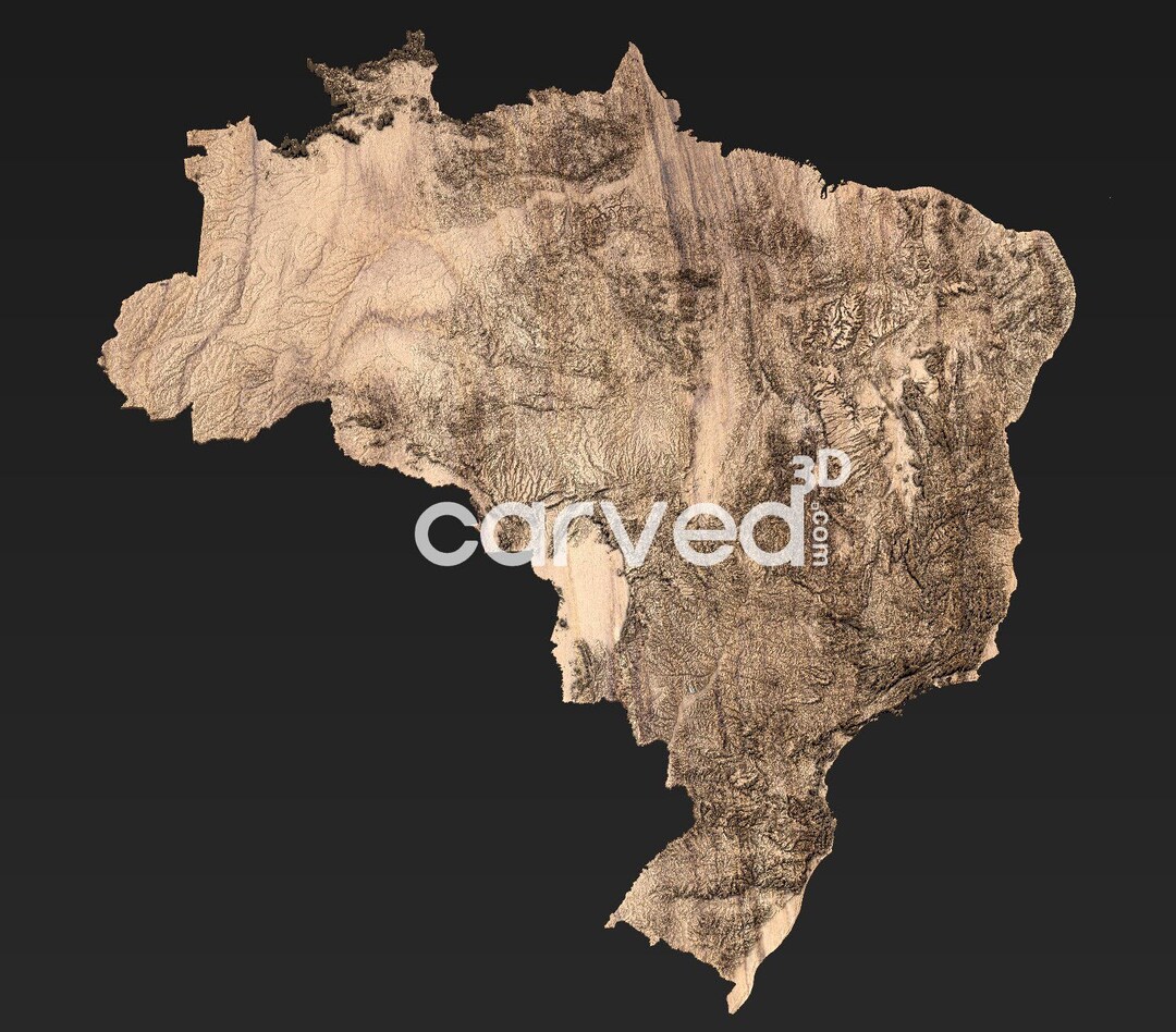 Brazil Topographic Terrain 3D Model STL Map Model for CNC Milling and ...