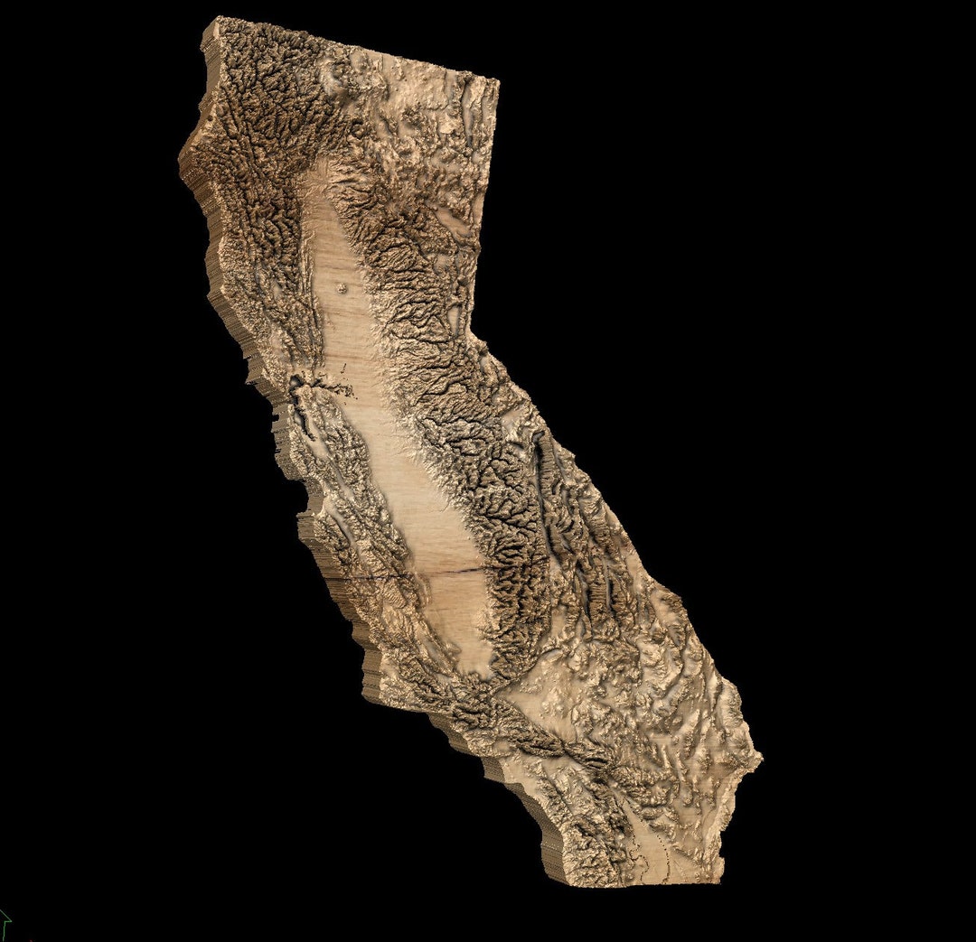 California Topographic Terrain 3D Map Model for CNC Milling - Etsy