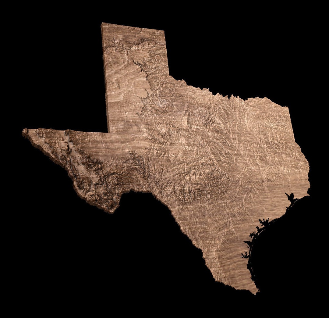 Texas State Topographic Terrain 3D Model STL Map Model for CNC - Etsy
