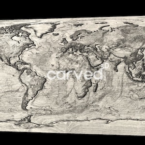 3D World Topographic Map Model, STL File for Cnc/printing - Etsy