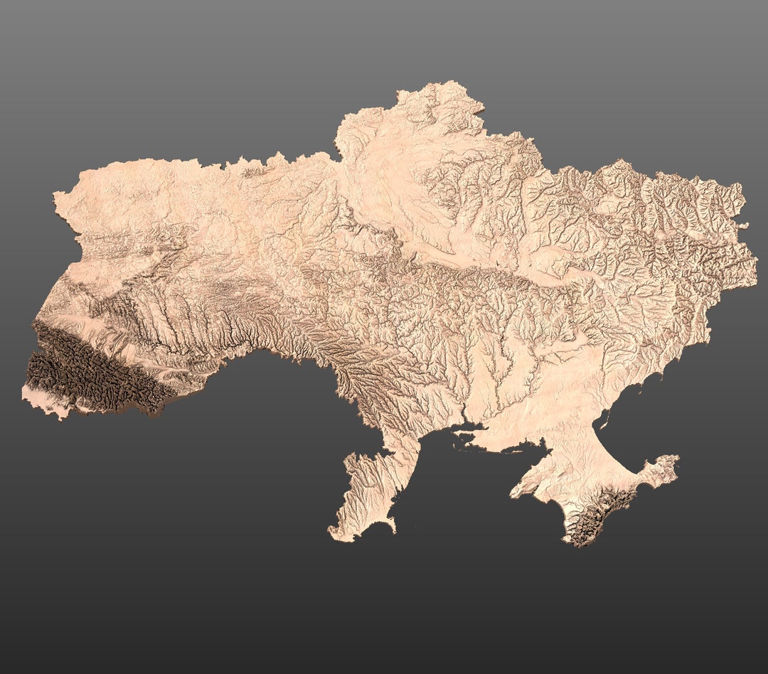 Ukraine Topographic Terrain 3d Map Model For Cnc Milling And Etsy