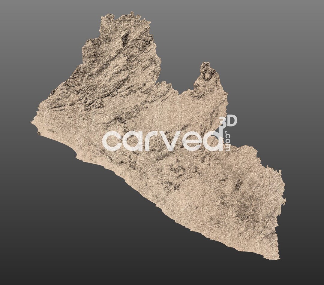 Liberia Topographic Terrain 3D STL Map Model for CNC Milling and Printing - Etsy