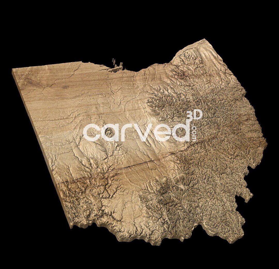 Ohio State Topographic Terrain 3D Map Model for CNC Milling and ...
