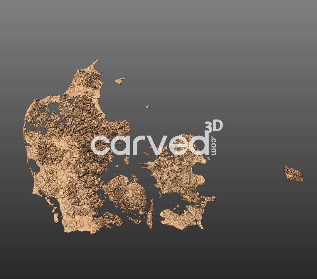 Denmark Topographic Terrain 3D Map Model for CNC Milling and Printing ...
