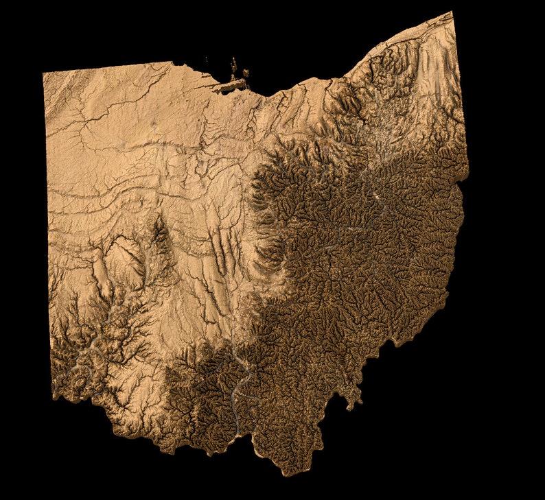 Ohio State Topographic Terrain 3D Map Model for CNC Milling - Etsy