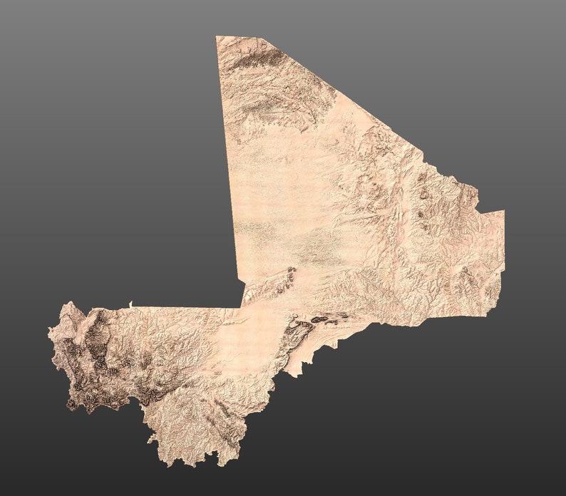 Mali Topographic Terrain 3D STL Map Model for CNC Milling and - Etsy