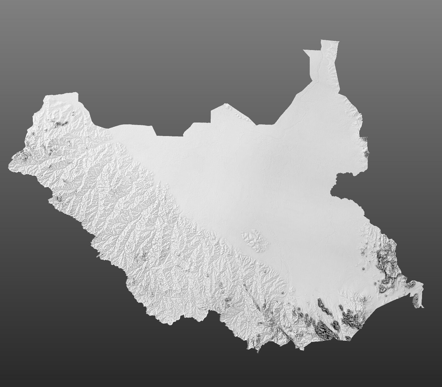 South Sudan Topographic Terrain 3D Model STL Map Model for CNC - Etsy
