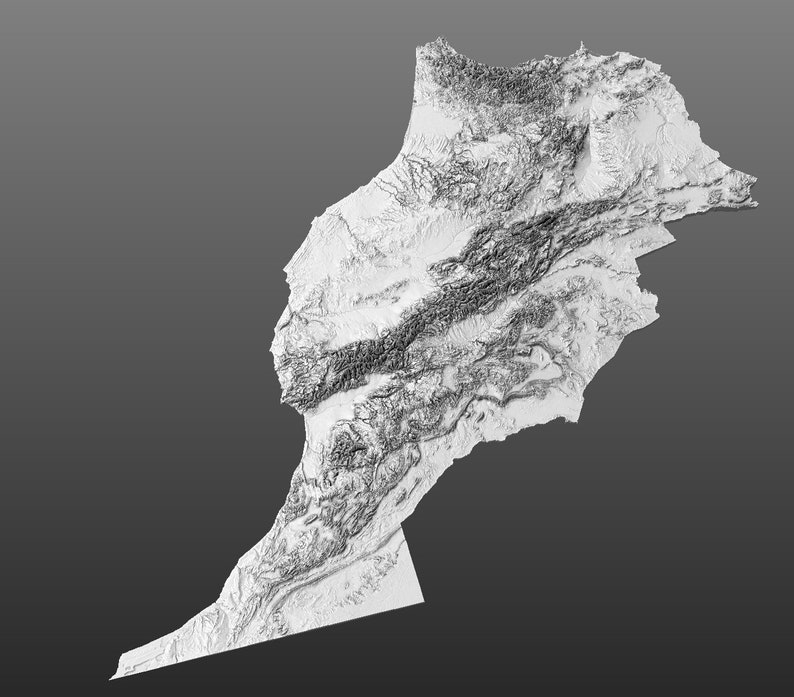Morocco Topographic Terrain 3D STL Map Model for CNC Milling - Etsy