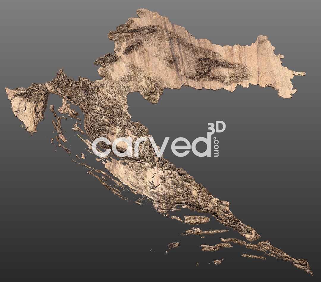 Croatia Topographic Terrain 3D Map Model for CNC Milling and Printing ...