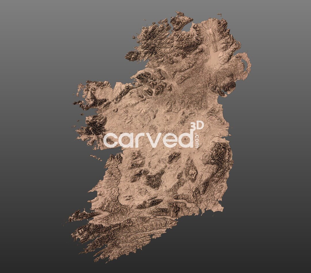 Eire Island ( Ireland ) Topographic Terrain 3D Model STL Map Model for ...