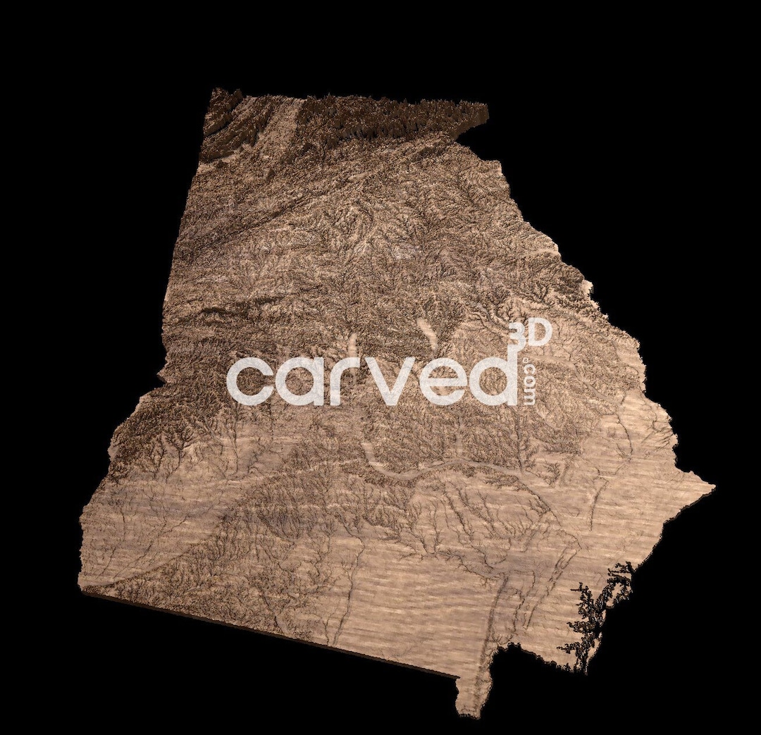 State of Georgia 3d Topographic Model STL for CNC Carving and 3d ...