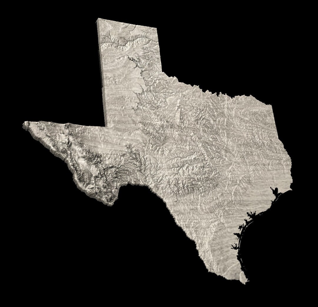 Texas State Topographic Terrain 3D Model STL Map Model for CNC - Etsy