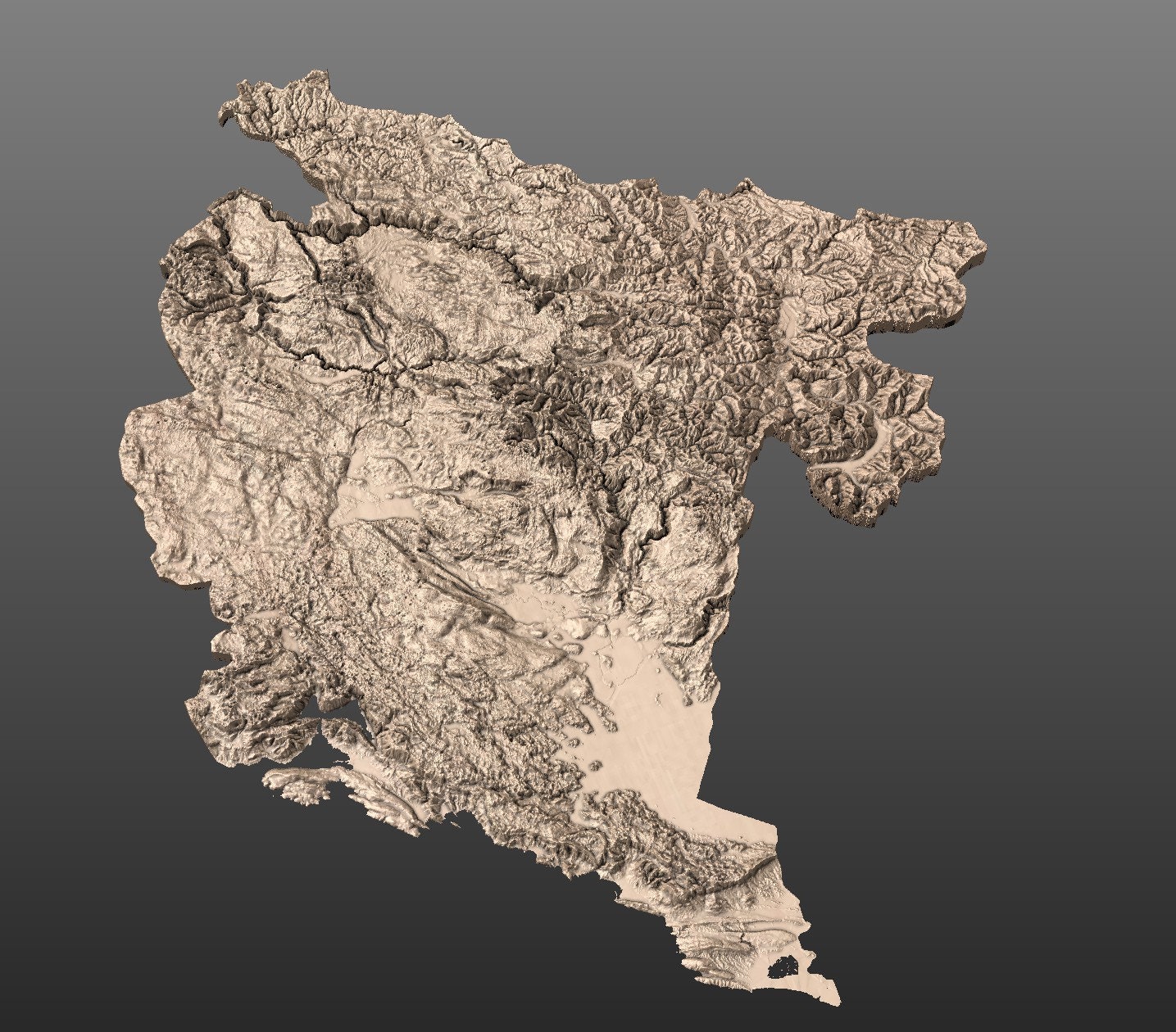 Montenegro Topographic Terrain 3D Map Model for CNC Milling - Etsy