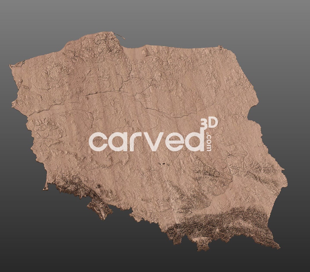 Poland Topographic Terrain 3D Map Model for CNC Milling and Printing - Etsy