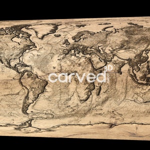 3D World Topographic Map Model, STL File for Cnc/printing - Etsy