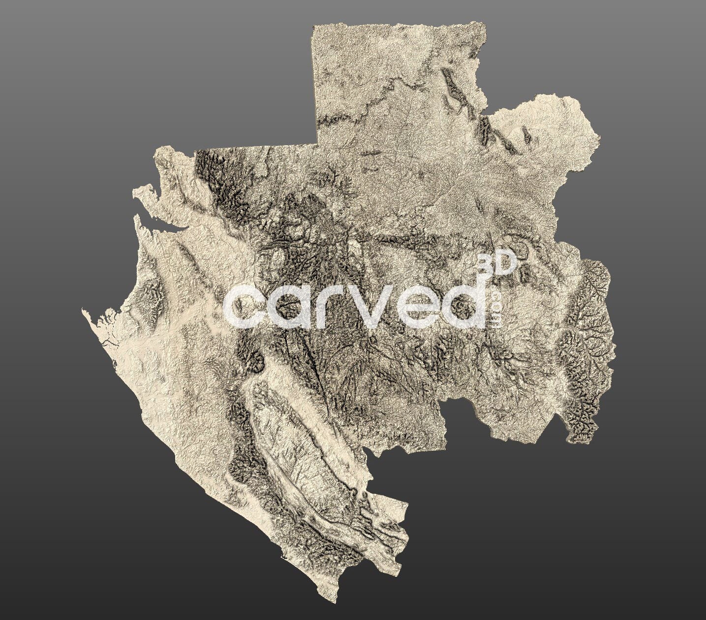 Gabon Topographic Terrain 3D STL Map Model for CNC Milling and Printing ...