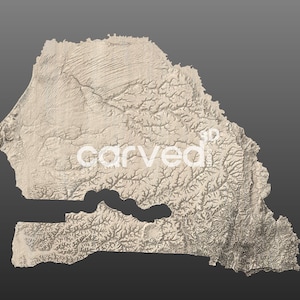 Senegal Topographic Terrain 3D Model STL Map Model for CNC Milling and ...