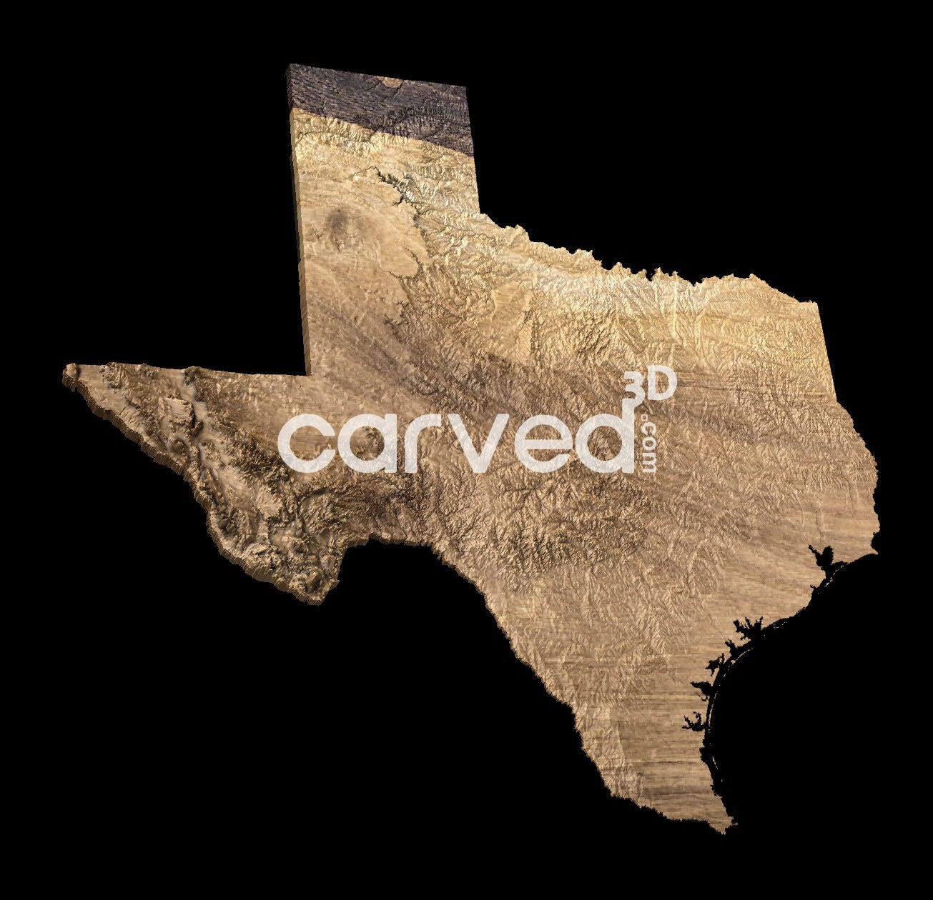 Texas State Topographic Terrain 3D Model STL Map Model for CNC Milling ...
