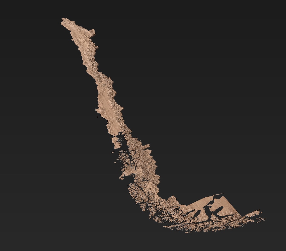 Chile Topographic Terrain 3D Model STL Map Model for CNC - Etsy