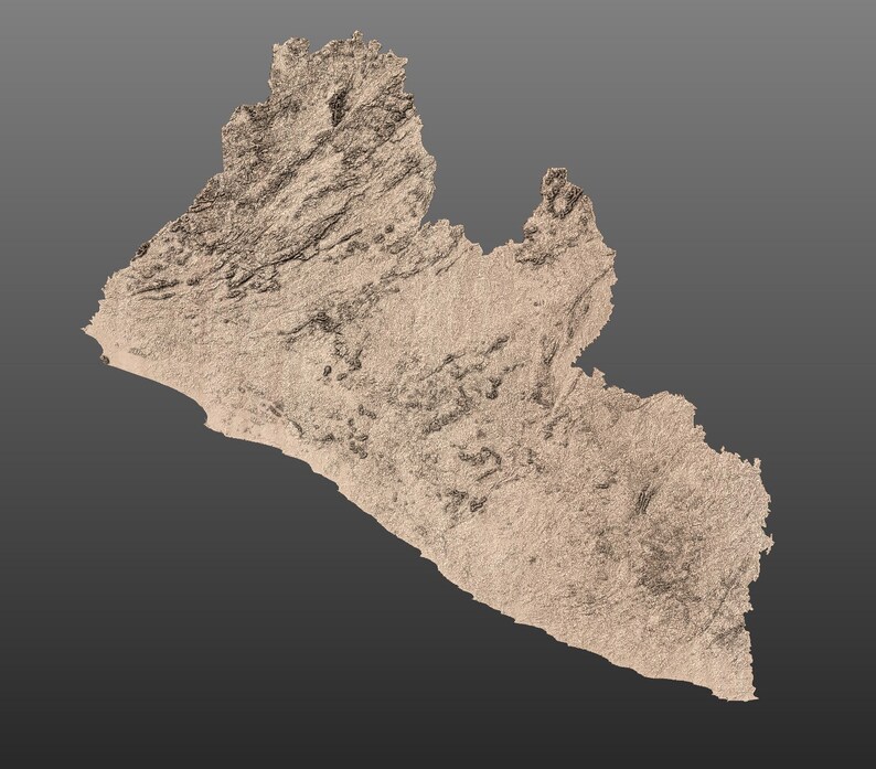 Liberia Topographic Terrain 3D STL Map Model for CNC Milling - Etsy